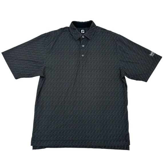 FootJoy | Shirts | Fj Footjoy Golf Polo Shirt Black Geometric Short ...